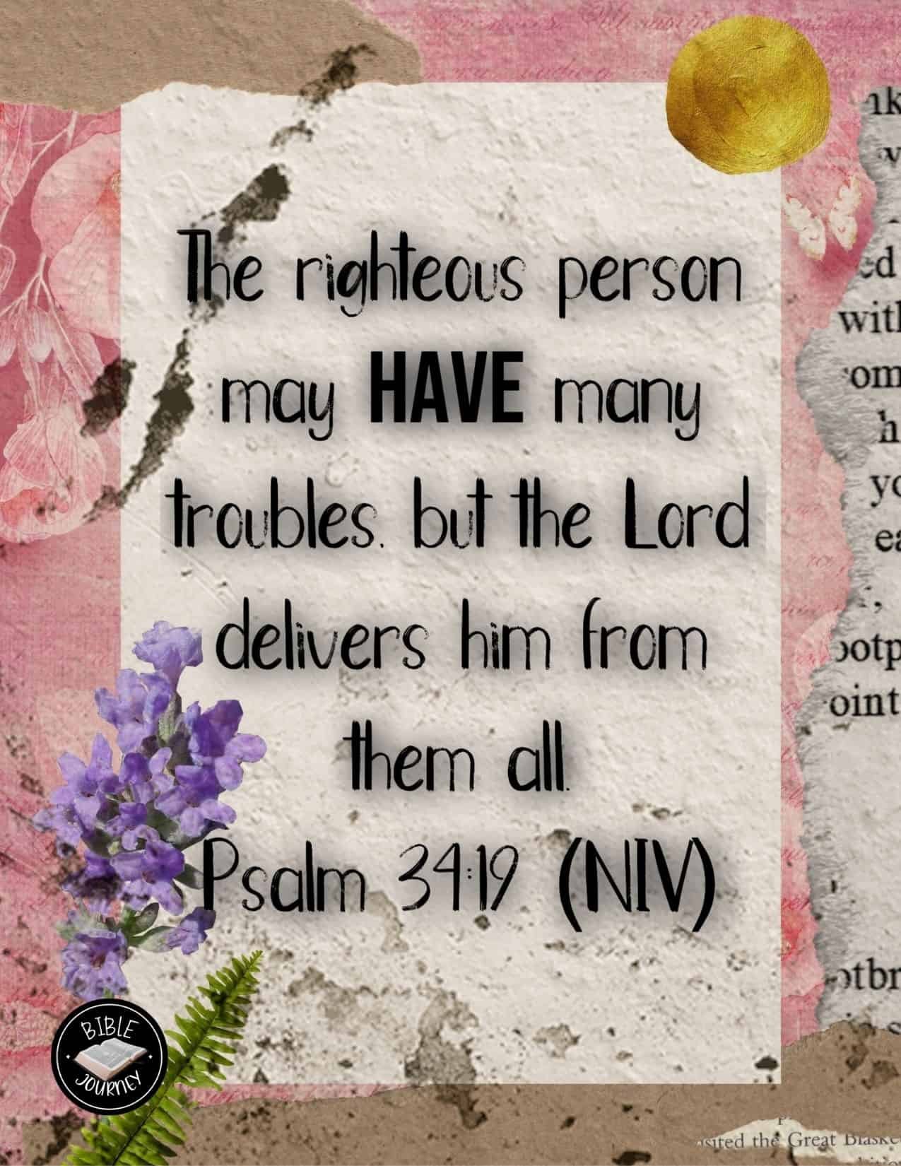Psalm 34 19 NIV Picture Bible Verse