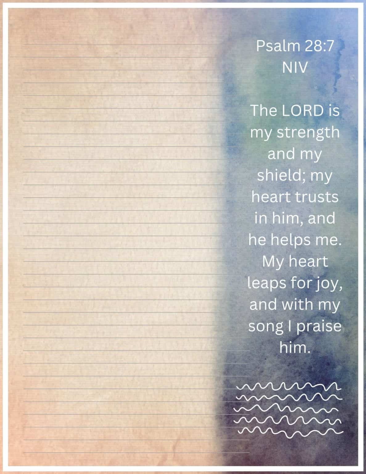 Inspirational Bible Verse Stationery - Psalm 28:7