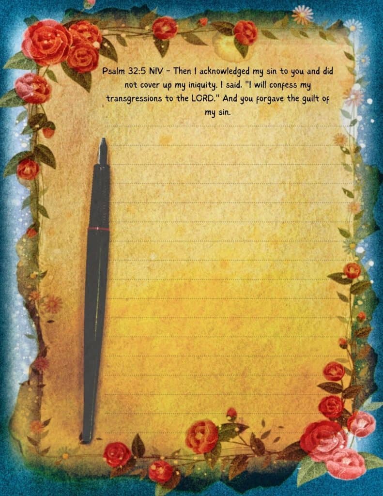 Inspirational Bible Verse Stationery - Psalm 32:5