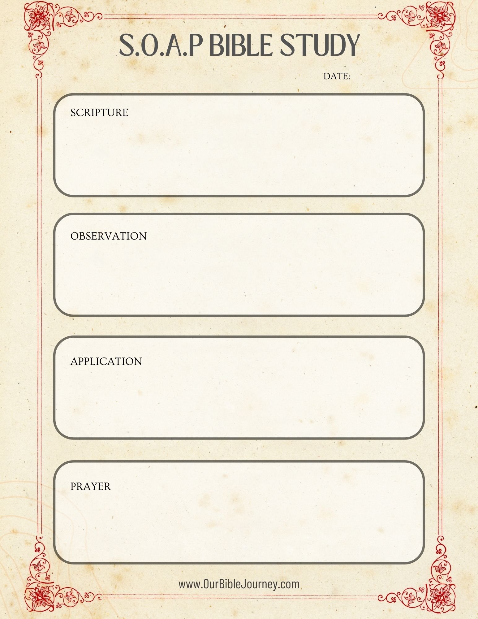 SOAP Method of Bible Study PDF: Printable SOAP Method Study Sheets